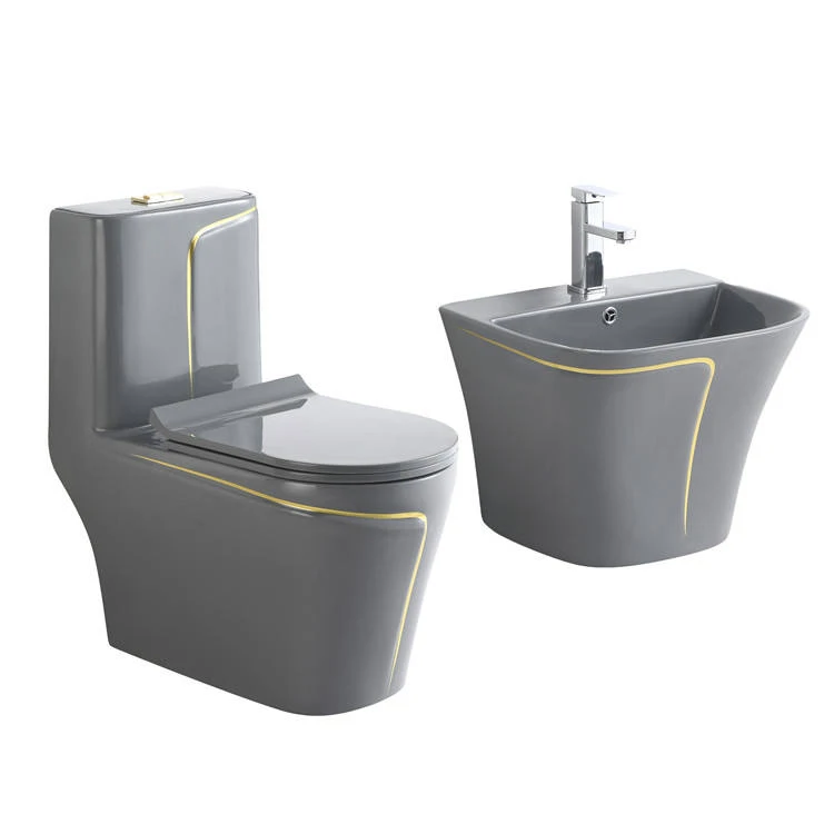 Grey Color Combined Wc Ceramic Sanitary Ware Wall Hung Basin Bathroom ...
