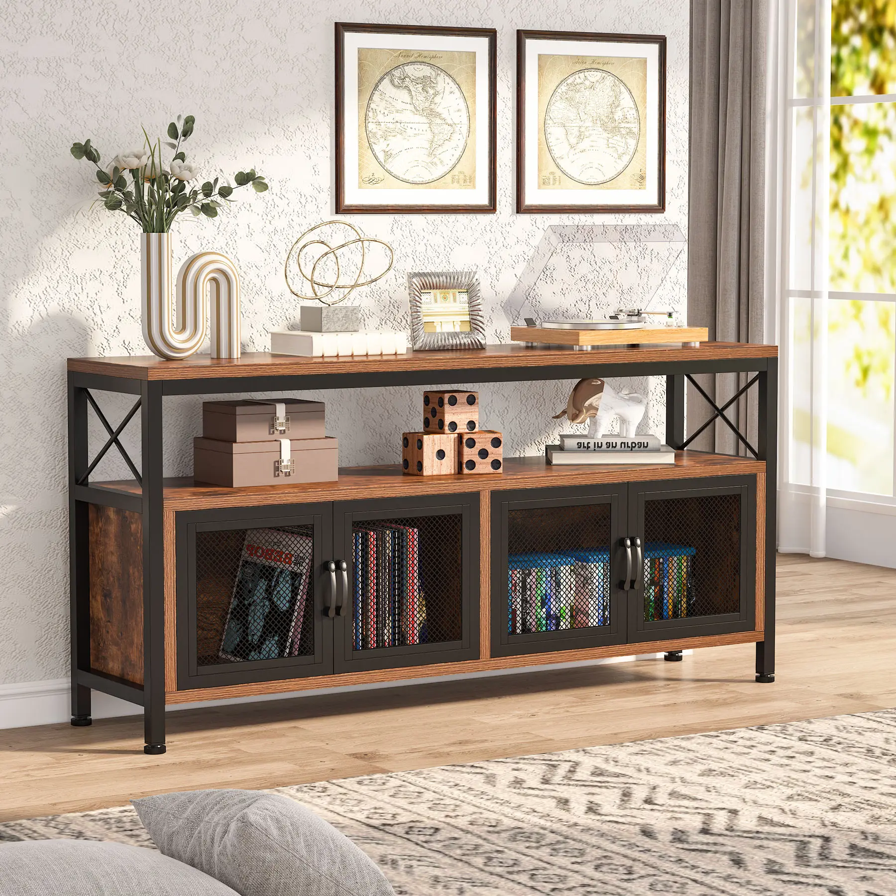 Living Room Sideboard Buffet Entry Table Bar Long Traditional Console ...
