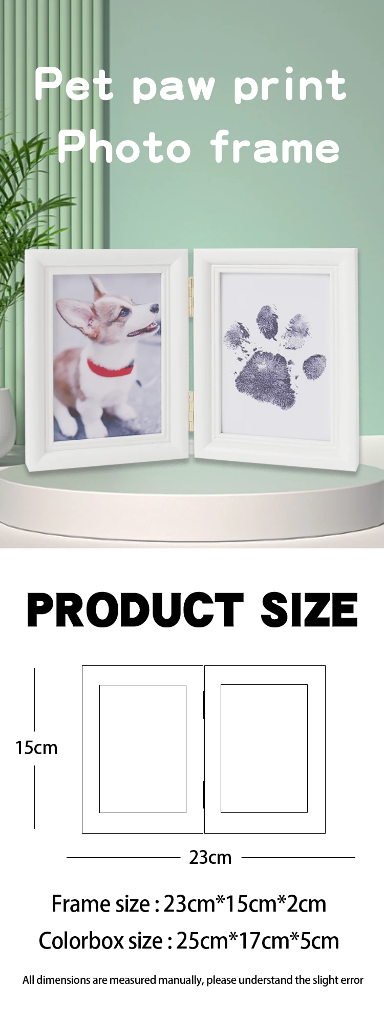 Dog Paw Print Picture Frame Kit Pet Paw Print Impression Kit Wooden Pet ...
