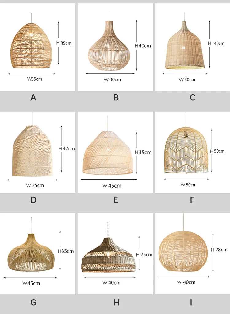 Custom Japanese Styles Living Room Hanging Lampshade Rattan Pendant ...