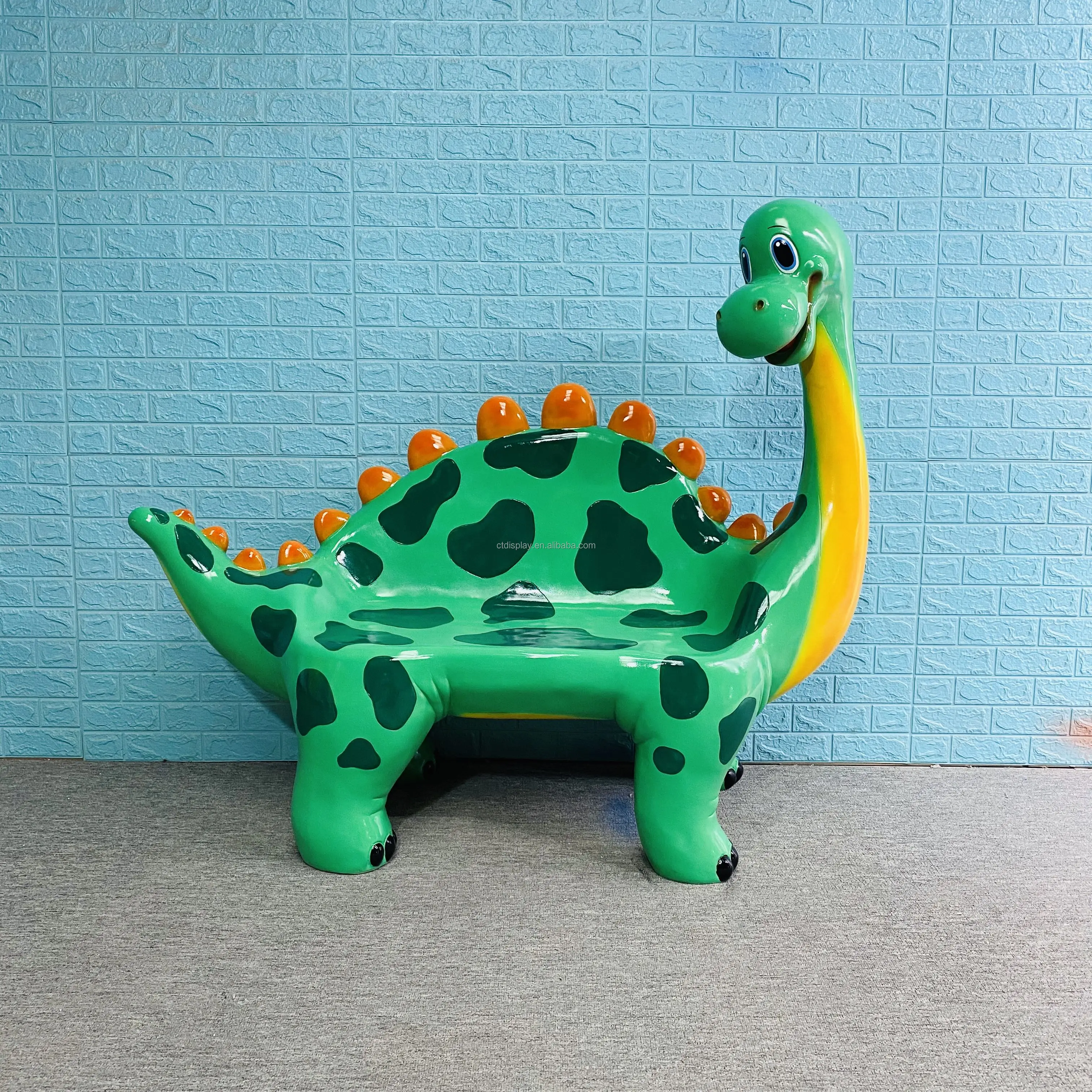 Outdoor Theme Park Fiberglass Sculpture Dinosaur Chair for Kids