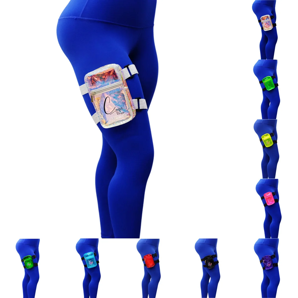 8" Clear PVC Waterproof Holographic Drop Leg Thigh Bag