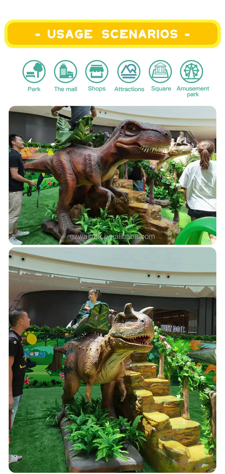Fun Theme Park Dinosaurs Realistic Animatronic Walking T Rex Dinosaurs ...