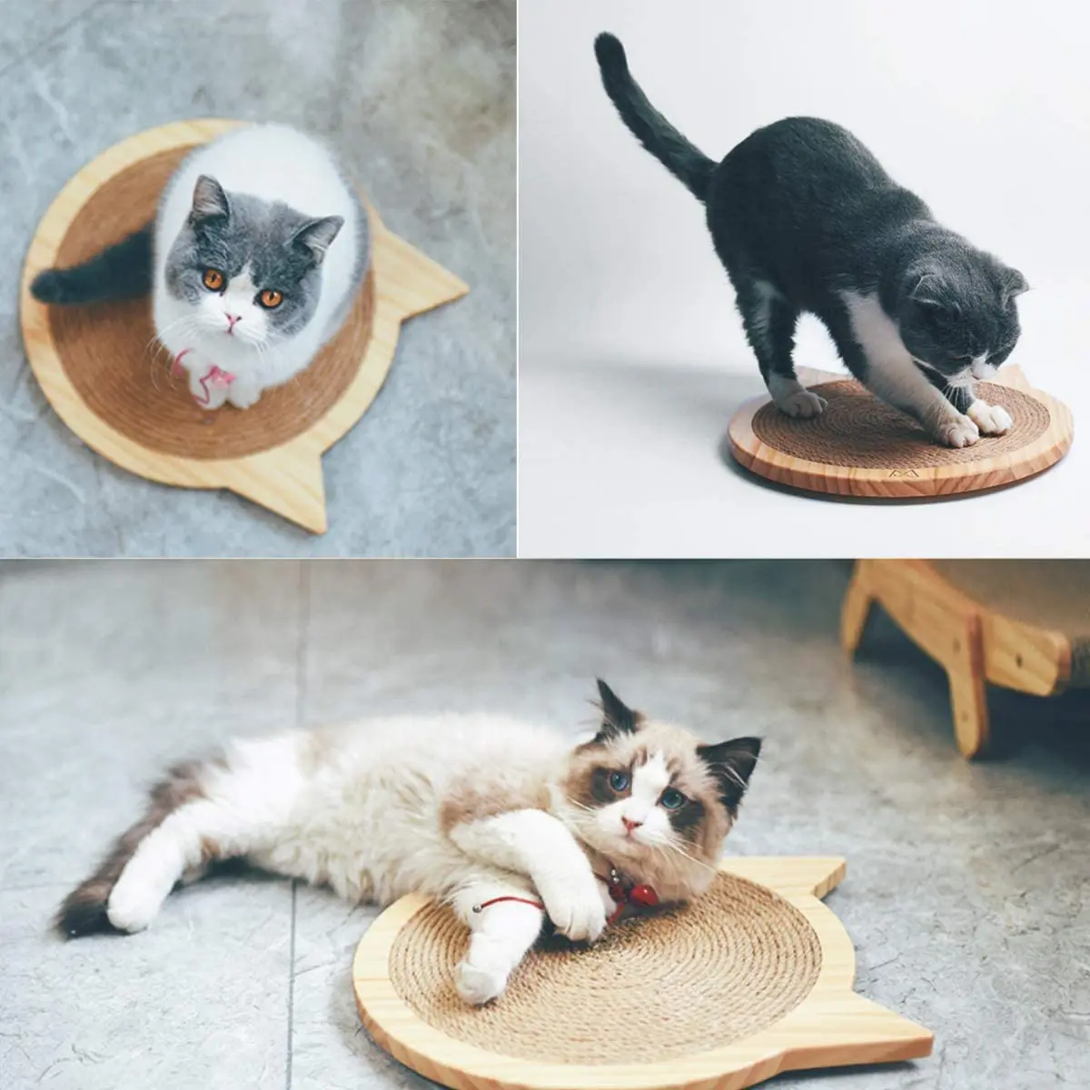 Modern and Classic Wood Cat Scratcher Board Wall Mounted Cat Toy ...