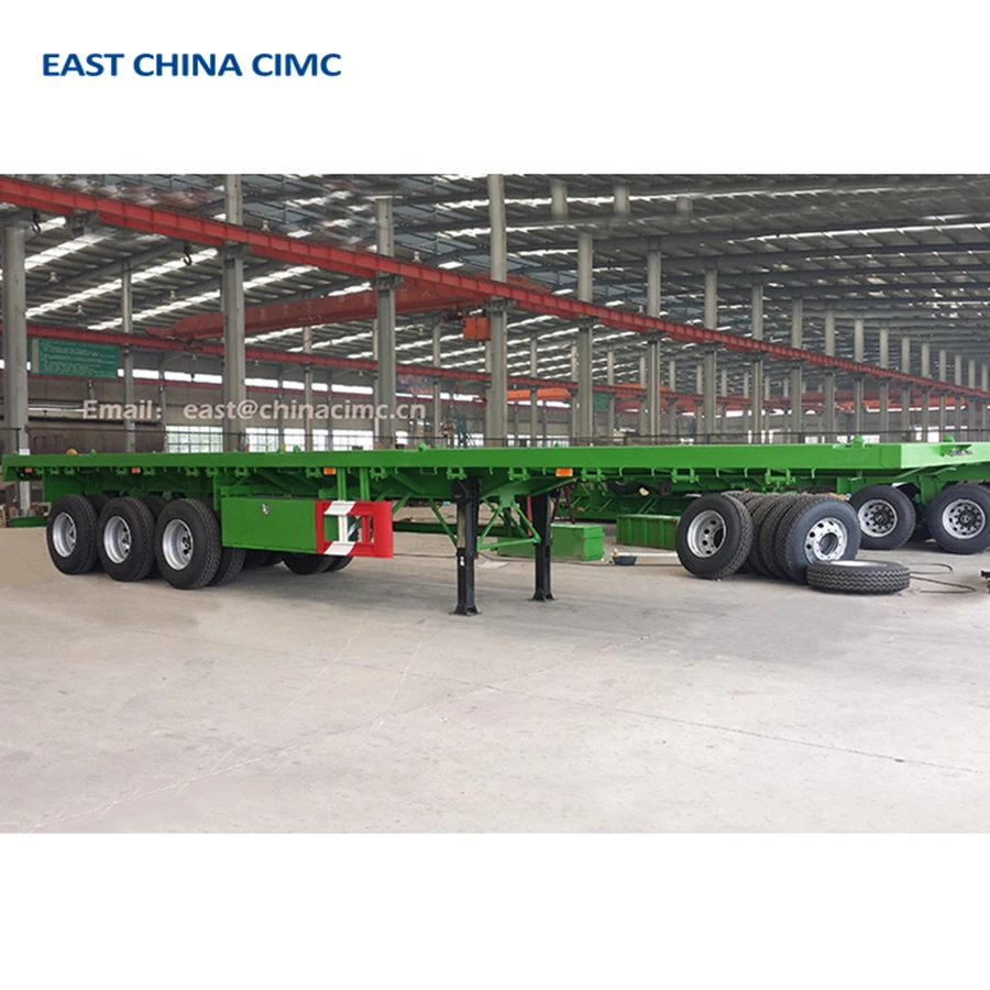 CIMC 40ft 60ft Pan Trailer Flatbed Truck Trailer 3 Axles Flatbed ...