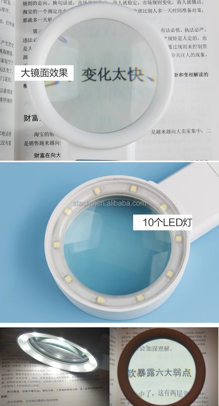 Magnifier Factory Direct Sale Handheld Large Magnifying Glass 10 Led ...