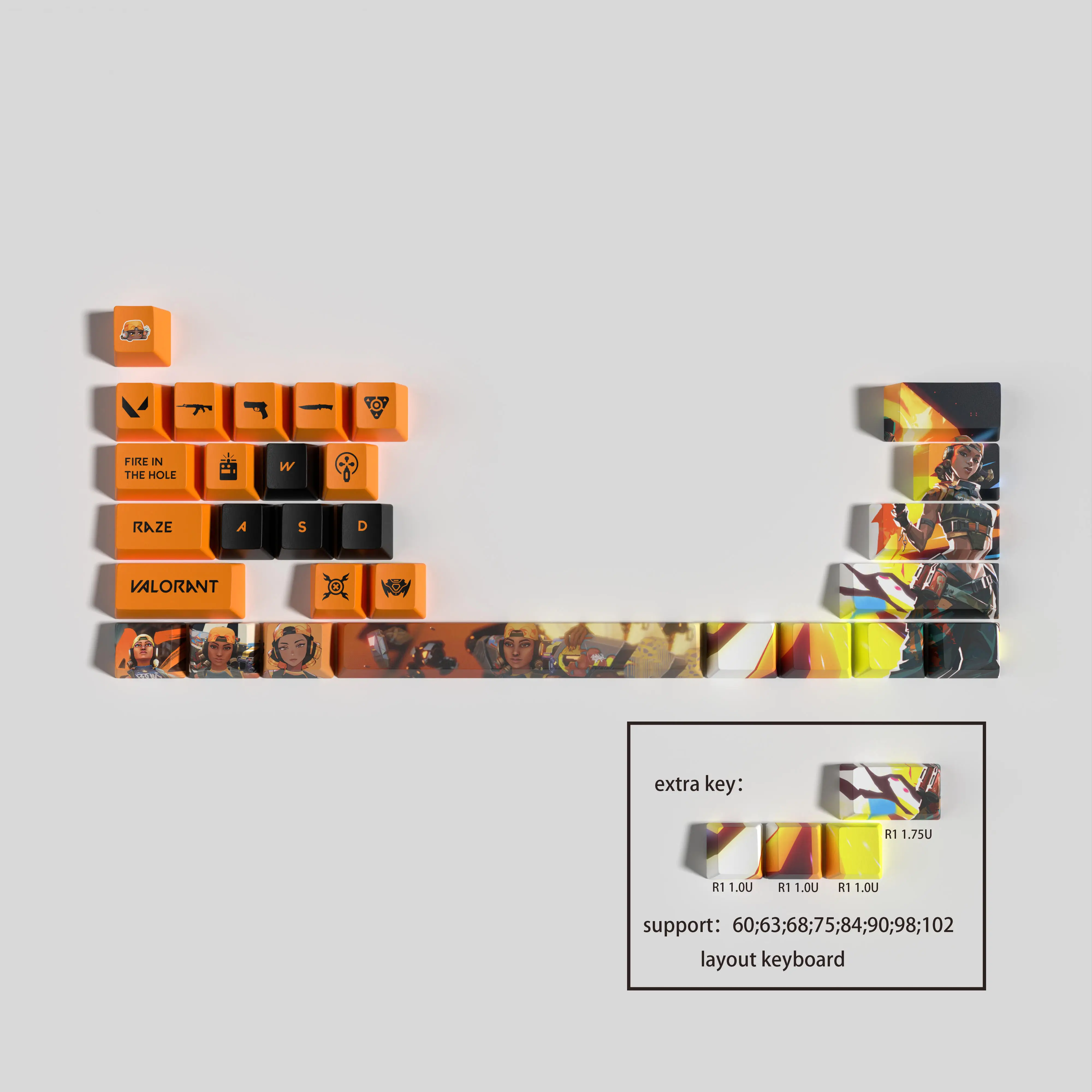 Valorant Role Agent Pbt Keycaps Anime Custom Mechanic Keyboard Keycaps ...