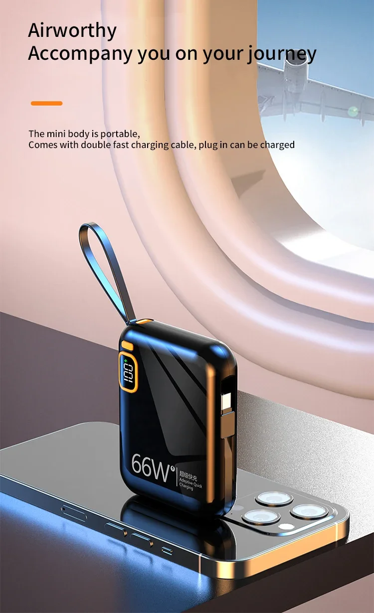 Built-in Cable Rechargeable Power Bank Universal 10000 Mah Powerbank ...