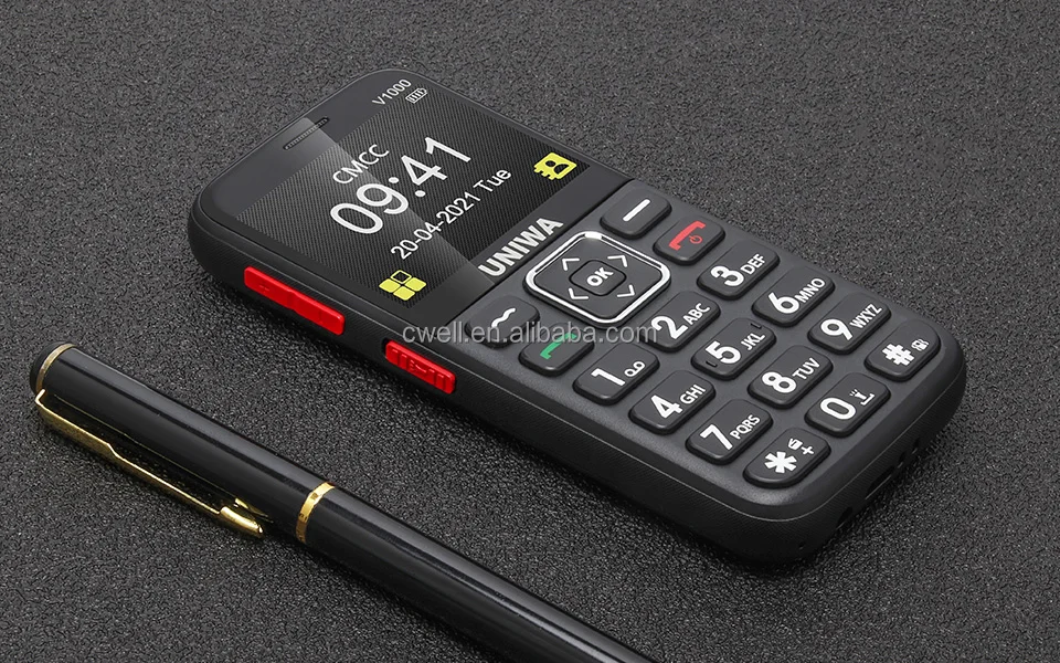 Uniwa V1000 Custom Big Button Big Battery 3g&4g Seniors Cell Mobile Phone Keypad Bar Feature ...