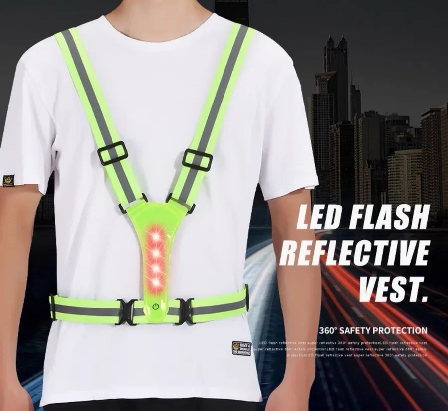 High Visibility Led Reflective Sports Safety Vest 8 Led Lights Outdoor ...
