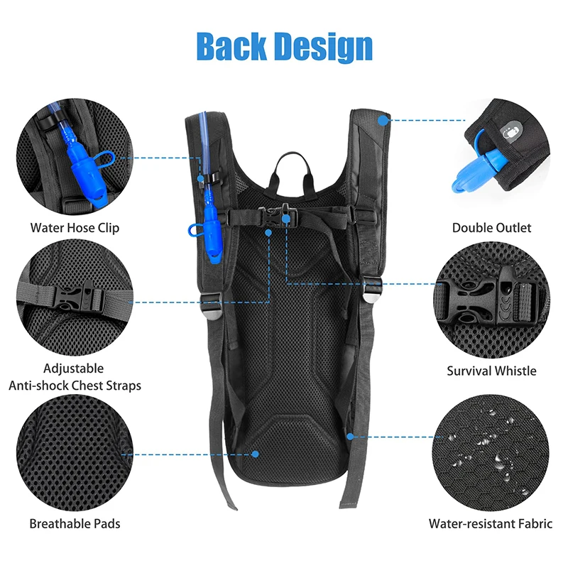 Hydration Backpack With 2l Hydration Bladder Water Backpack For Hiking ...