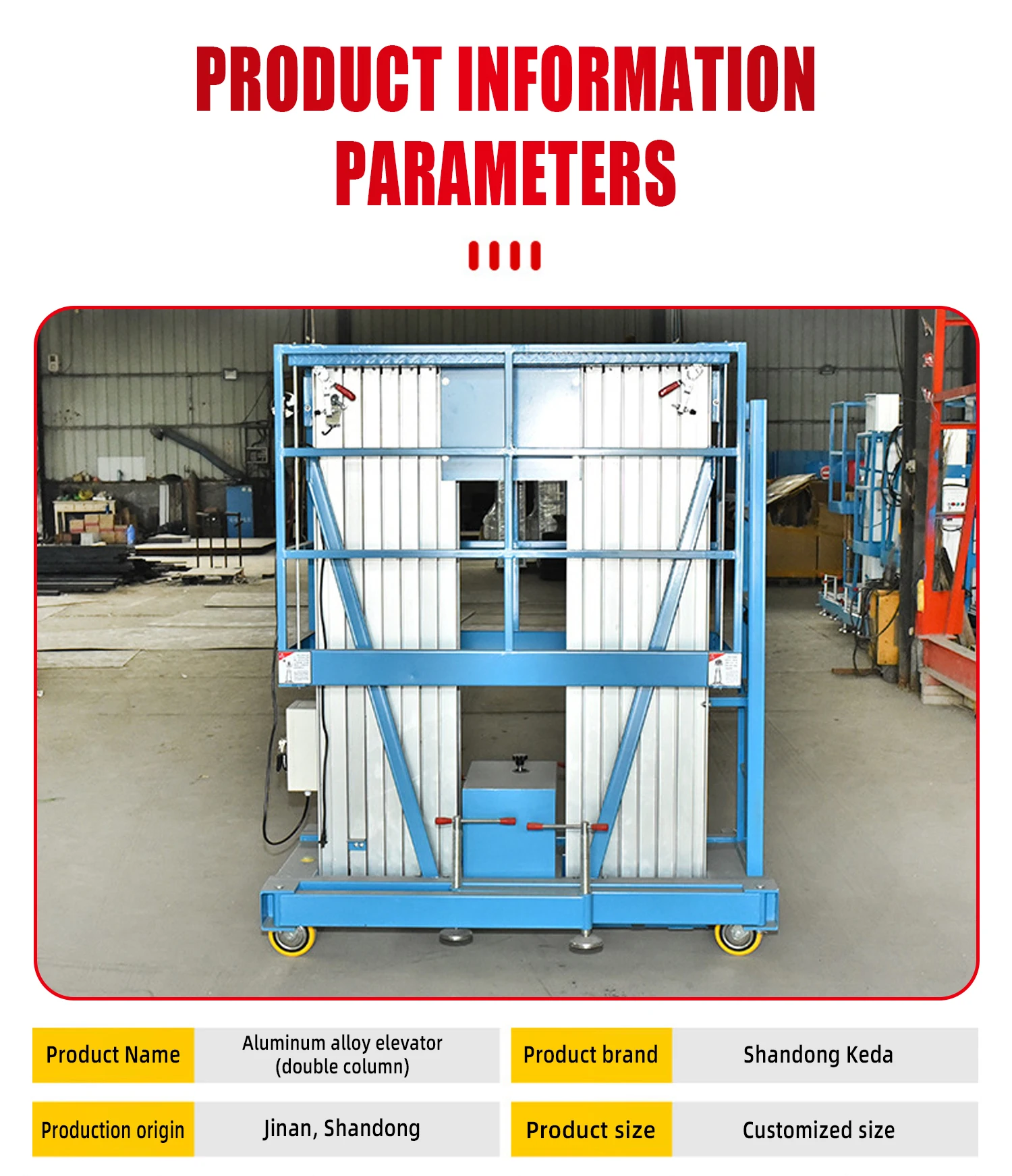 6-14m Electric Aluminum Lifter Building Scaffolding Double Mast Ladder ...