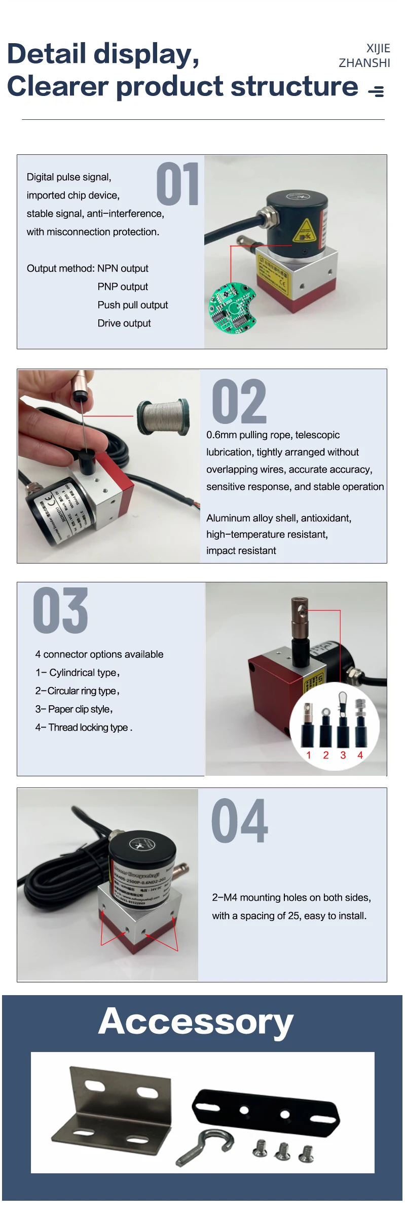 Draw-wire Encoder Linear Potentiometer Position Sensor Ha40s-600mm ...
