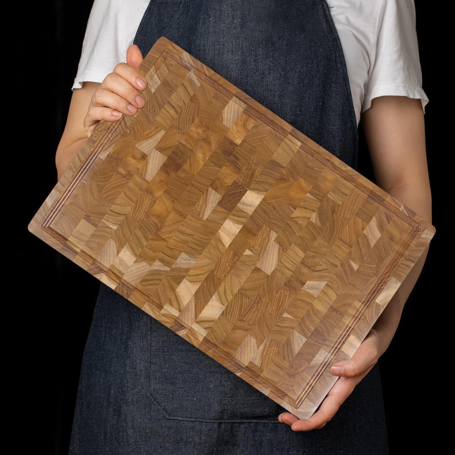 Teak Wood End Grain Cutting Board Butcher Block Counter Top Kitchen ...