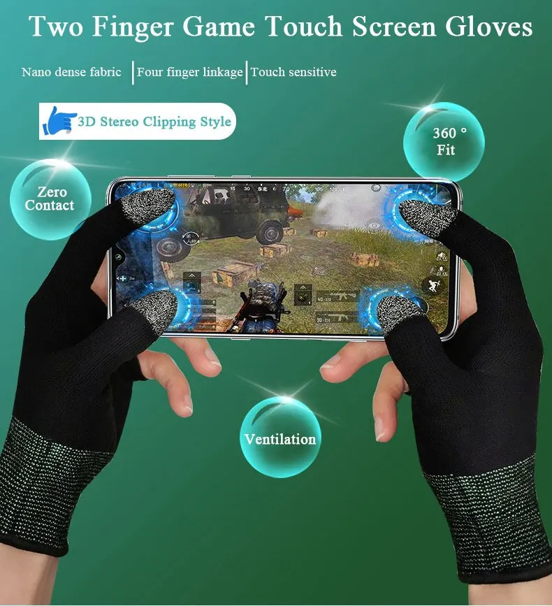 Two-finger Gaming Gloves Finger Cover Fingertip Game Gloves Non-slip ...