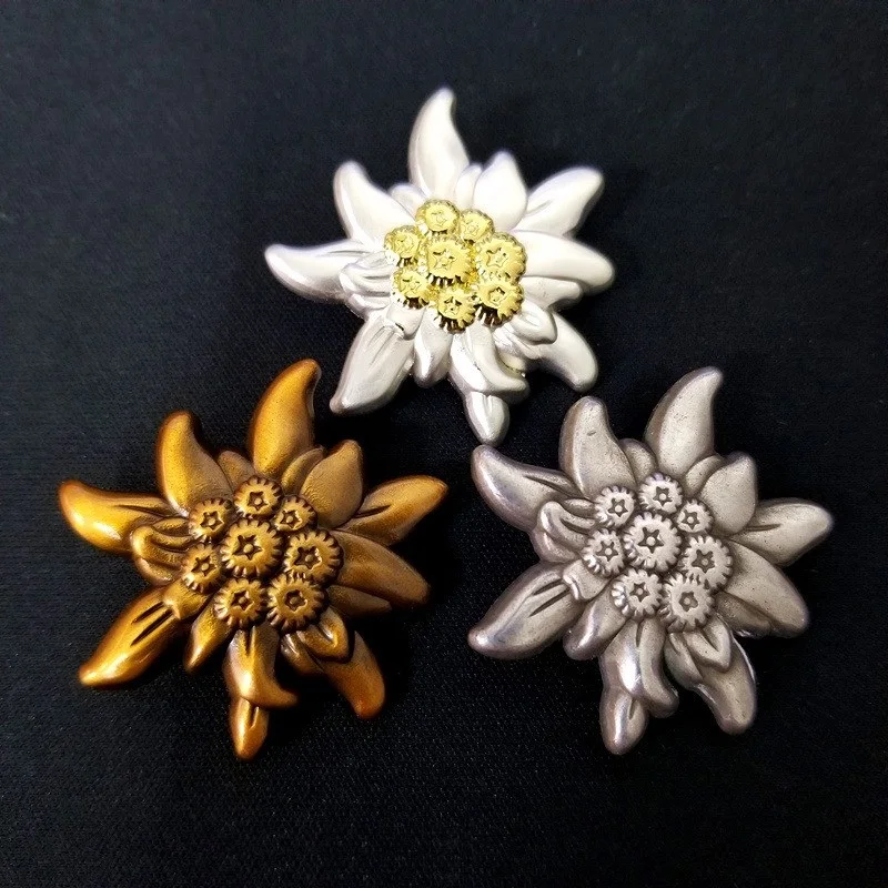 New High Quality Meal Antique Gold Edelweiss Badge Brooch Lapel Pin ...
