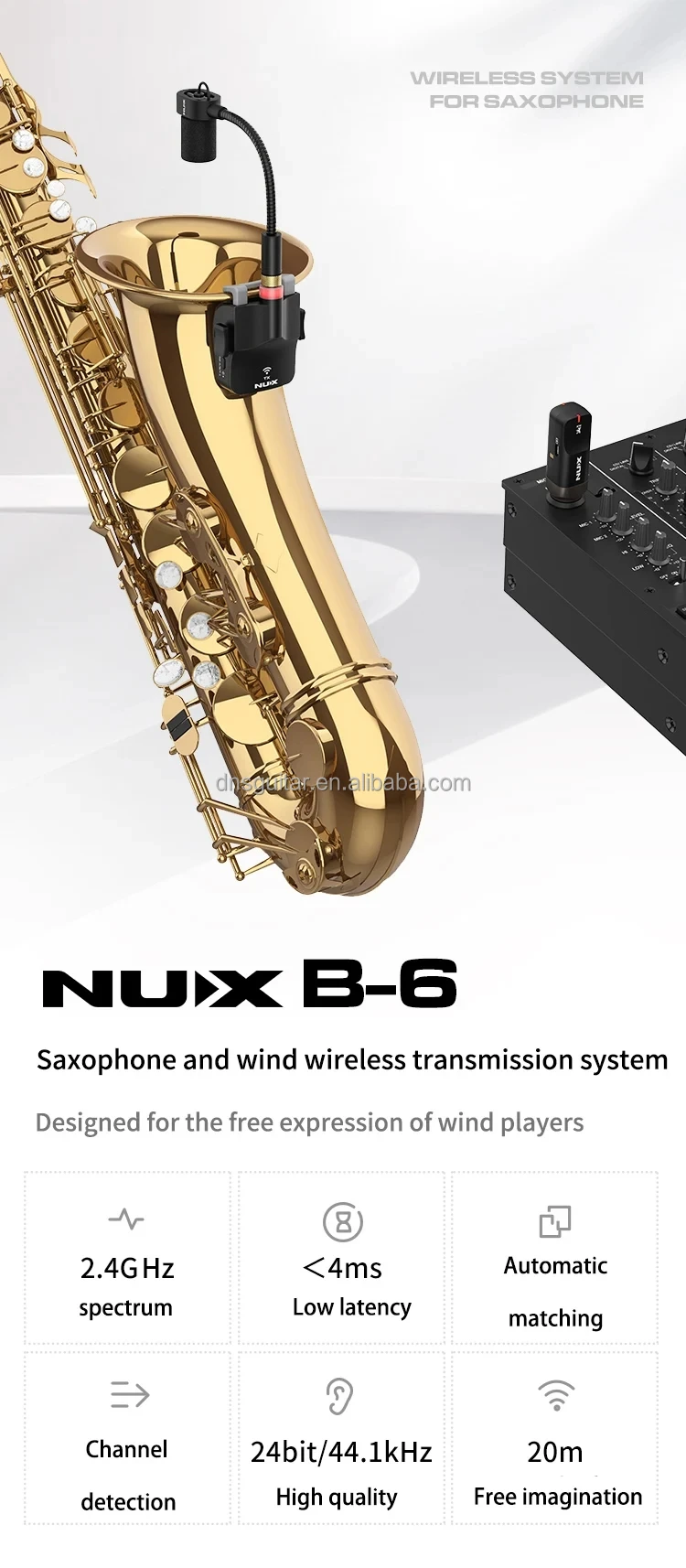 Wireless Saxophone Microphone System - NUX B-6 Transmitter