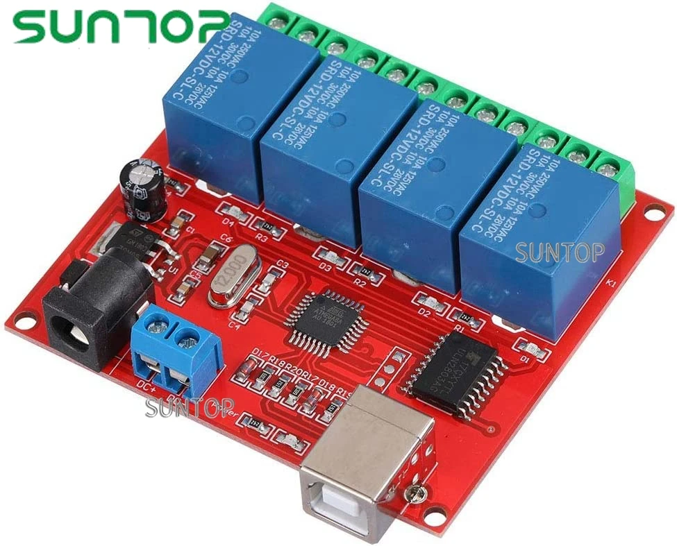 4-channel 12V USB Control Switch Relay Module - Smart & Reliable