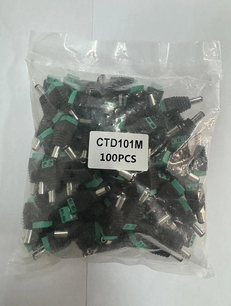 Cctv 12v Male Dc Power Connector 2.1 X 5.5mm 2 Pin Plug Jack Adapter ...