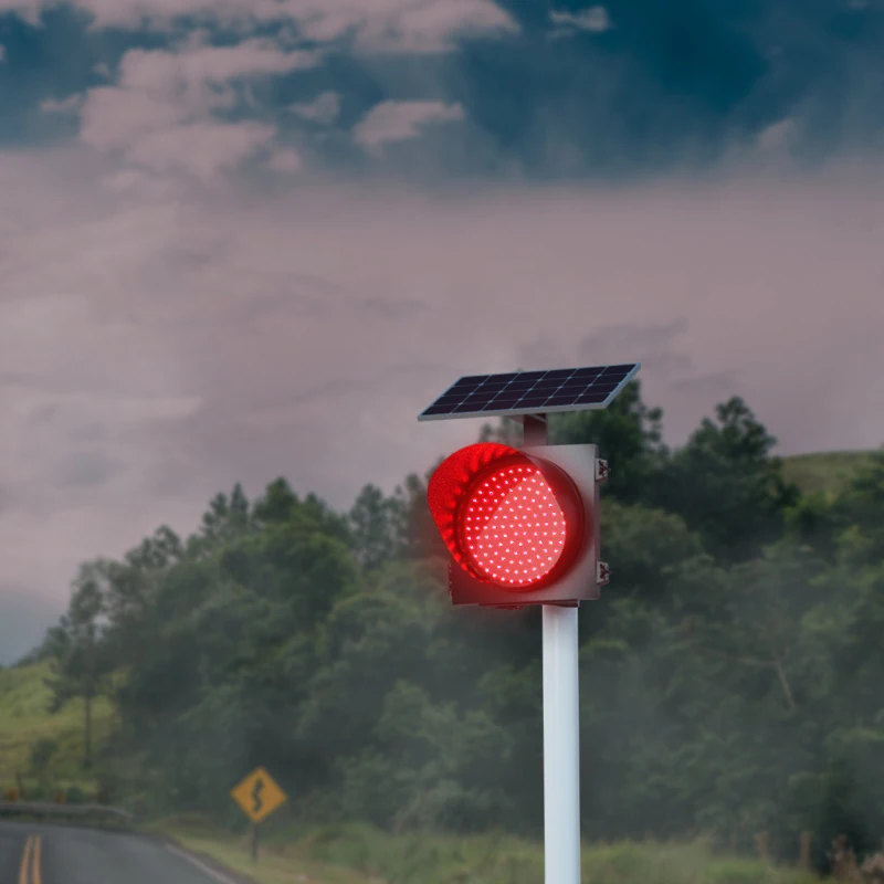200mm Red Warning Flashing Road Safety Led Solar Blinker Traffic Light