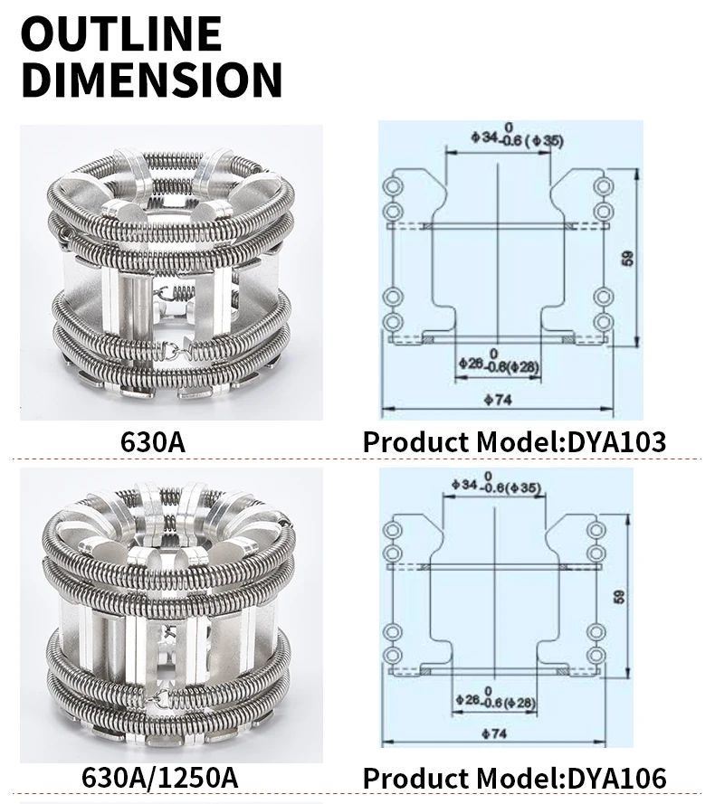 Spring-loaded Probe Contact Cooper Silver-Plated for VCB