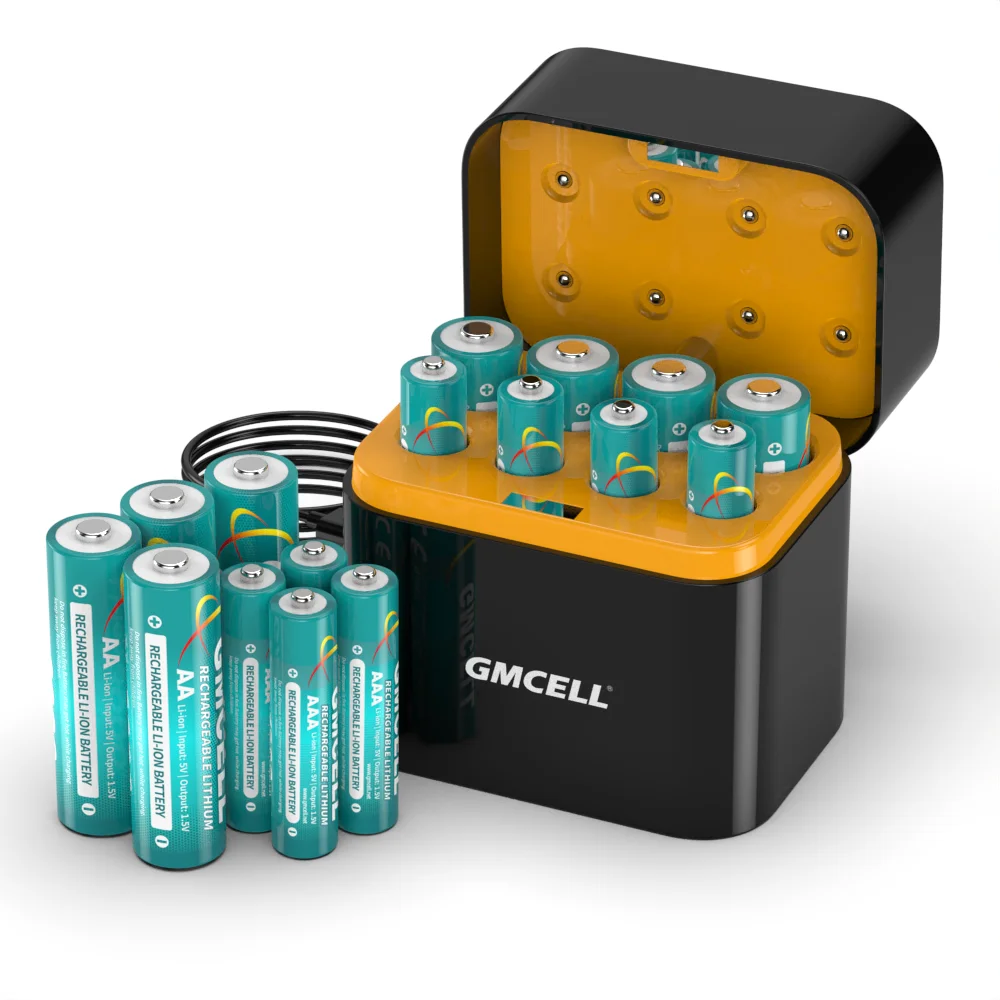 GMCELL Lithium ion Li-ion Rechargeable AA Size AAA 1.5V Batteries With ...