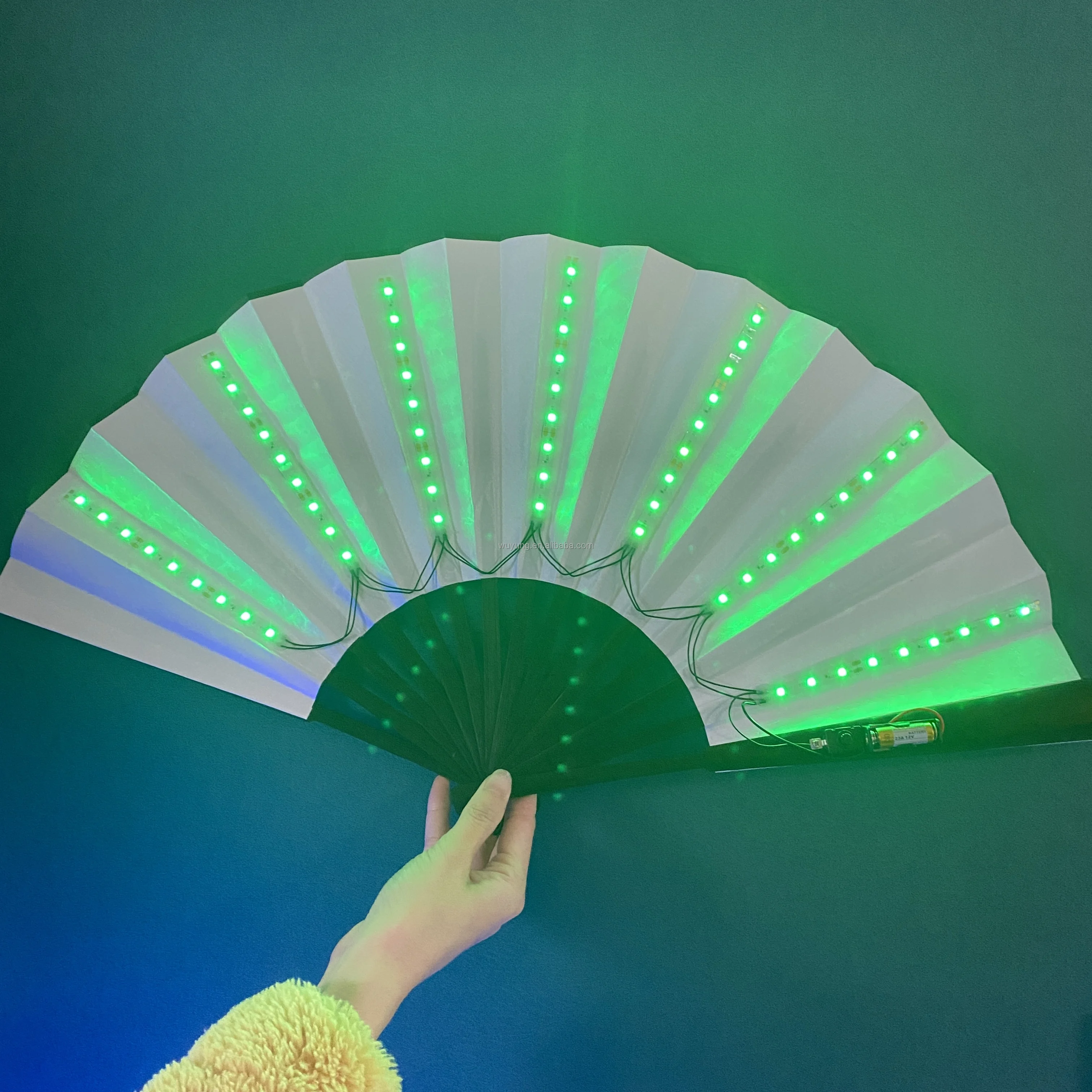 Stock Colorful 13ins Led Hand Fan Folding Light up Bamboo Decorative ...
