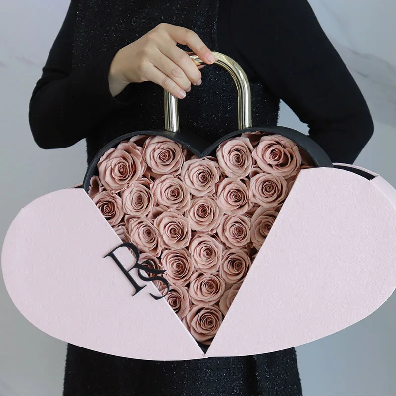 Eternal Heart-Shape Box of Preserved Roses for Valentine's Day
