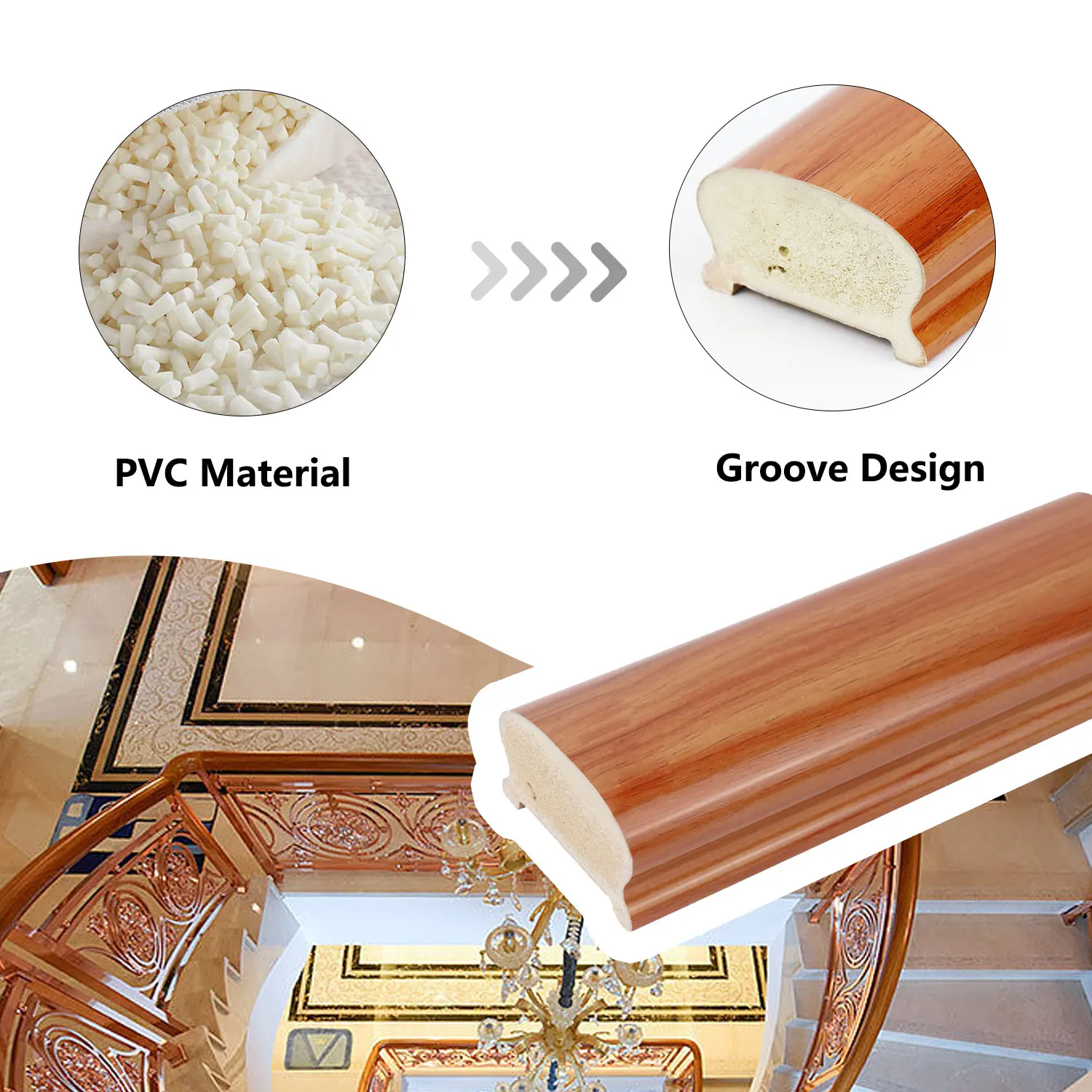 Modern Design PVC Handrail/Railing Stairs Parts Aluminum Alloy Home ...