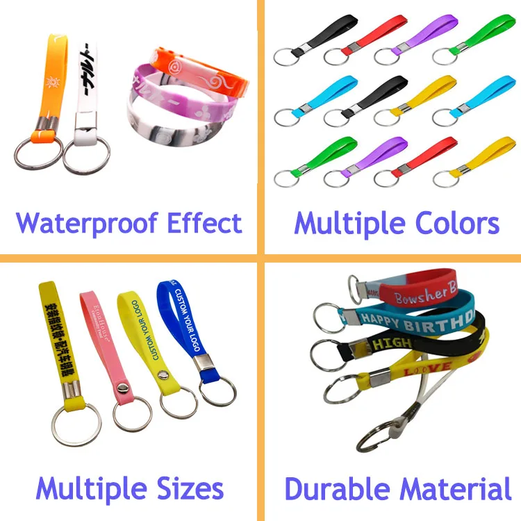 Customizable Silicone Wristband Keychain - Durable & Stylish