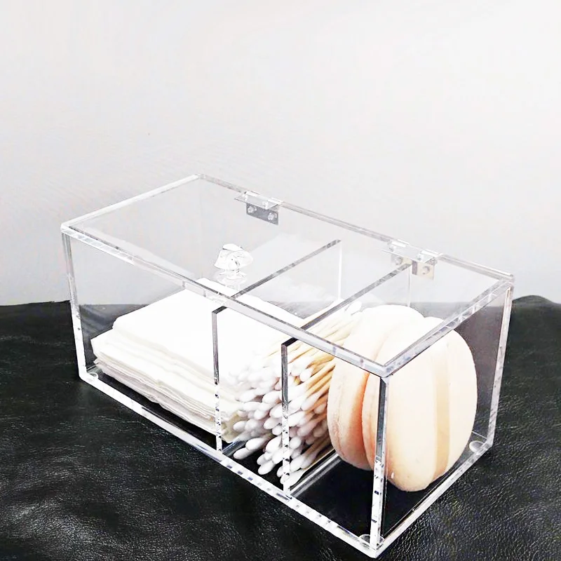 Clear Acrylic Cotton Pads Holder Makeup Cotton Buds Storage Organizer ...