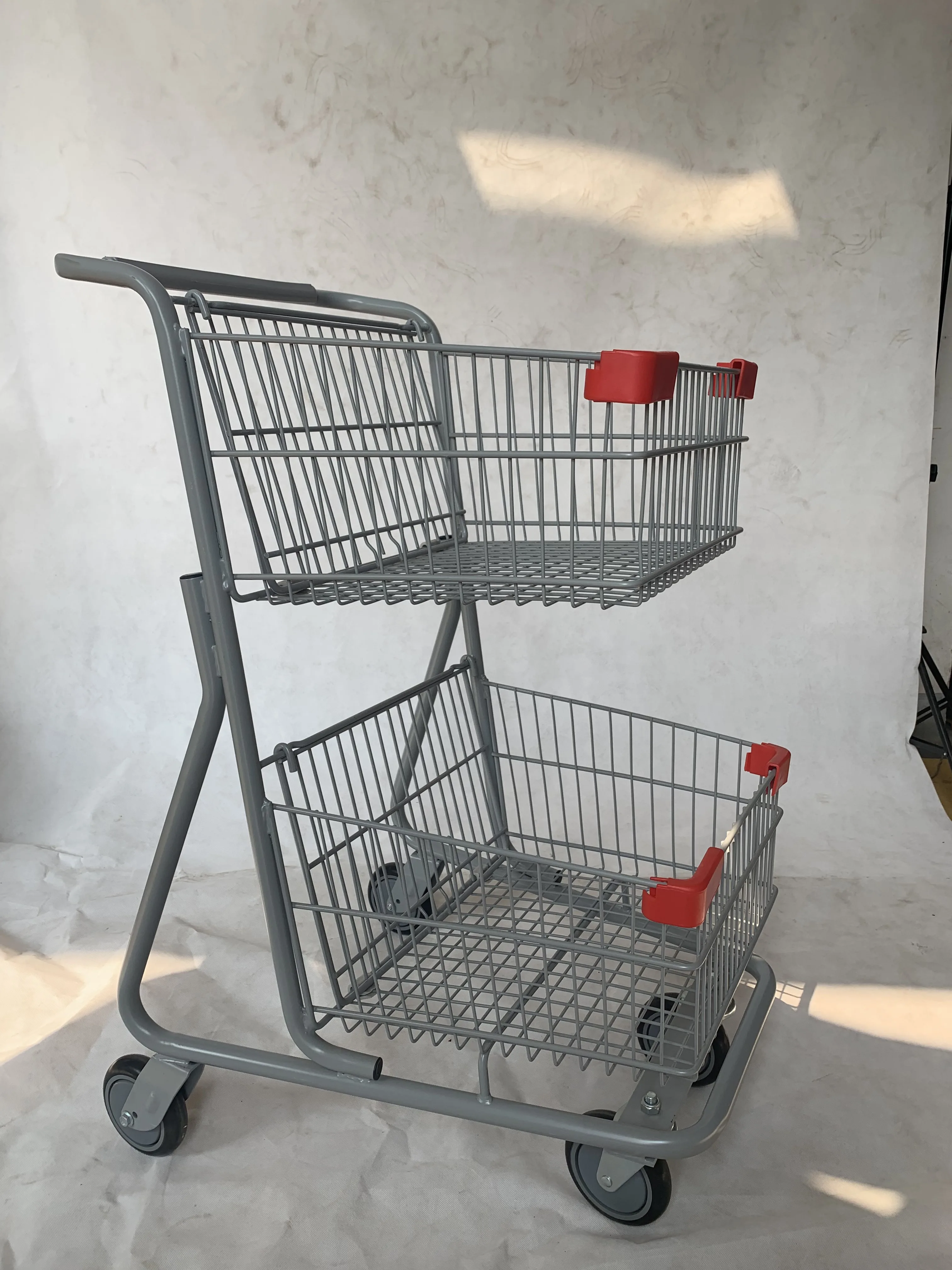 Double Layer Grocery Trolley - Efficient Shopping Cart