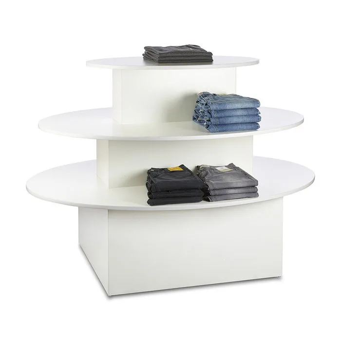 Modern Retail Round Tiered Display Table Wooden Product Display Tables ...