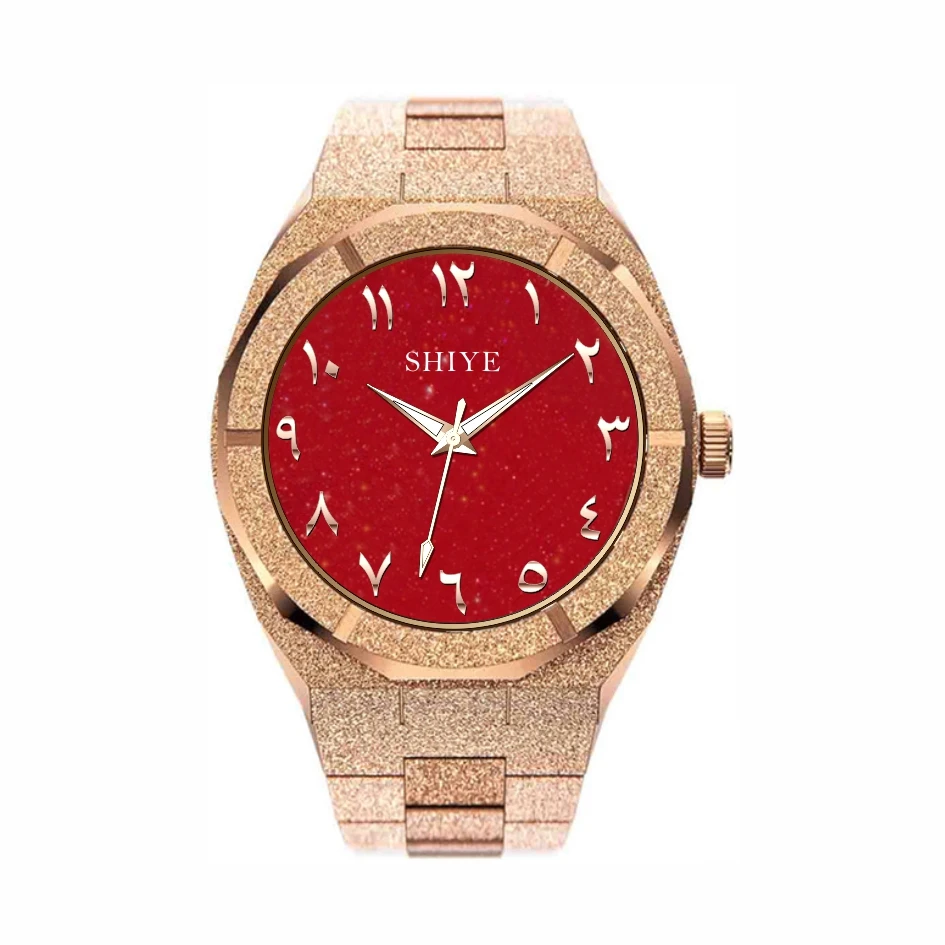 Arabic Dial Watch Mens Frosted Star Dust Wristwatch