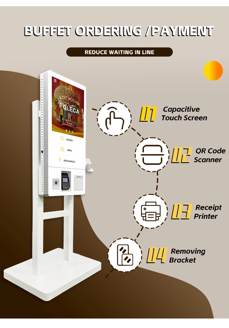 Fully Automated Restaurant Self Ordering Kiosk Terminal Commercial ...