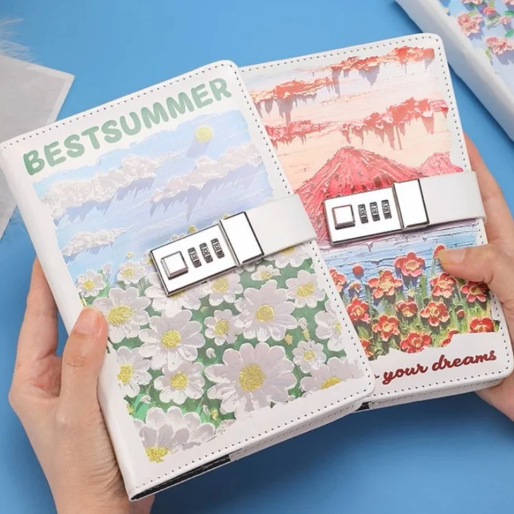 Cute pu leather lockable secret diary lock notebook with lock for girls ...