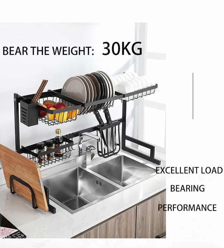 MP-DR01 Stainless Steel Dish Drying Rack Over Sink - Modern Black ...