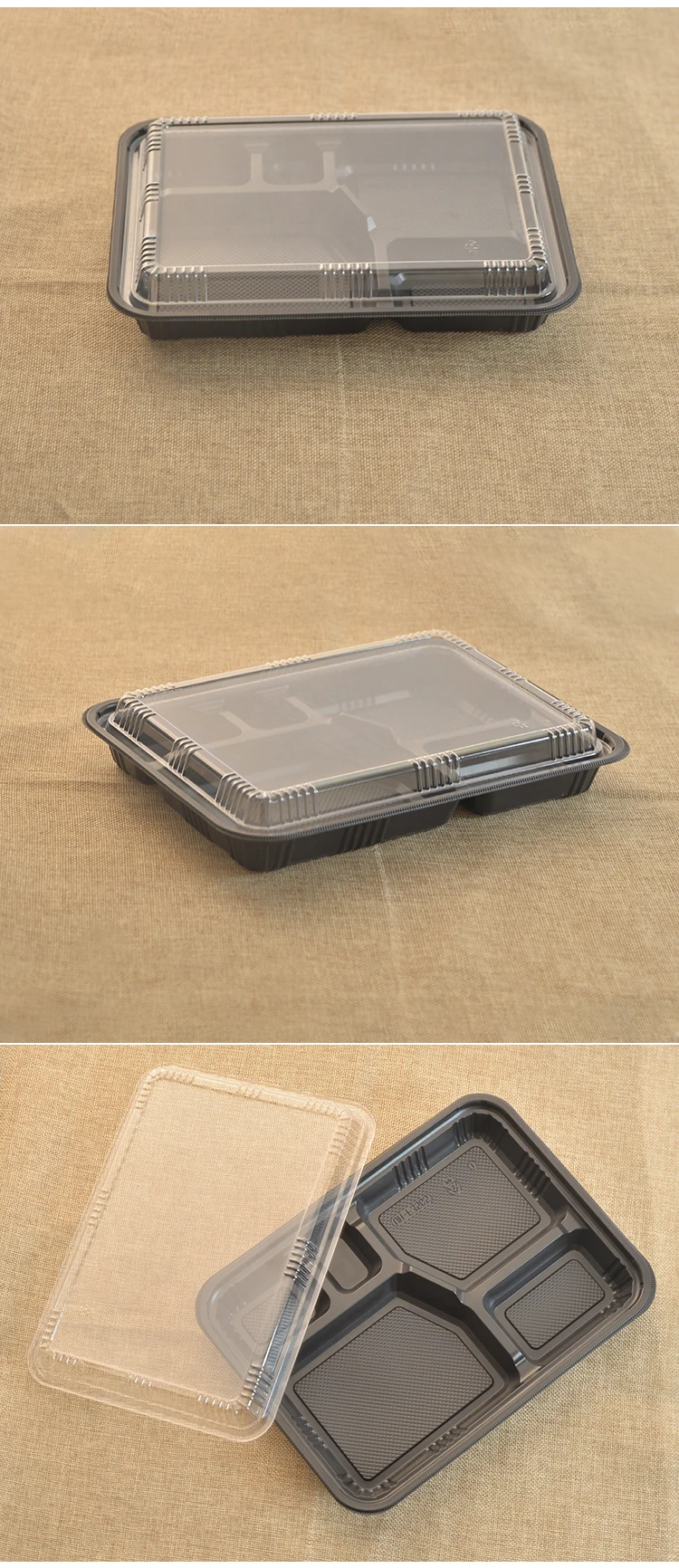 Disposable Plastic Trays Take Away Food Box 5 Compartment Bento Box ...