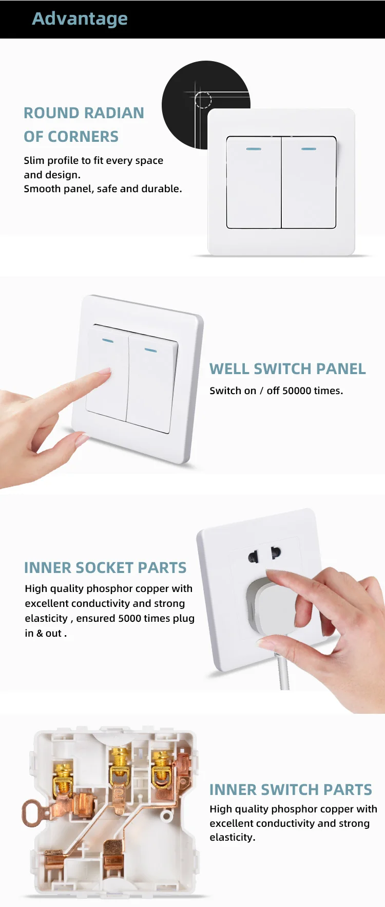 White New Appearance Electrical Switch Blank Board Power Socket ...