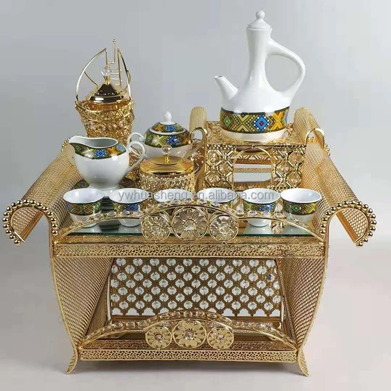 Large Golden Silver Plated Eritrean Ethiopian Rekebot Coffee Serving ...