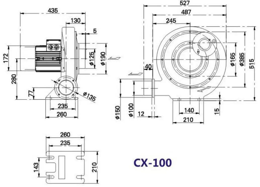 铝制离心鼓风机CX-125 400瓦中压CX-125A穿透式| Alibaba.com