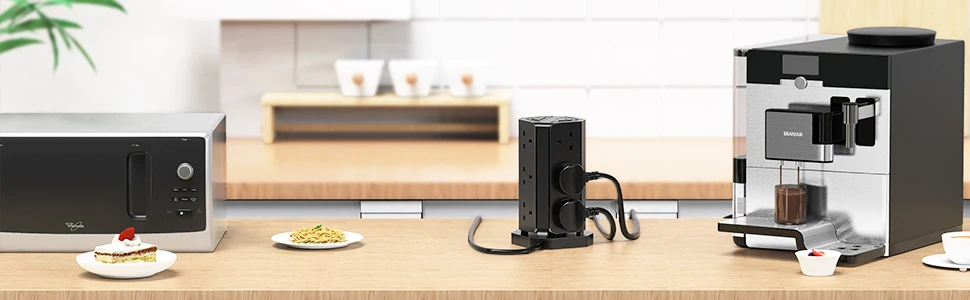 Office Table Power Extension Board - 9AC Outlets & USB Ports