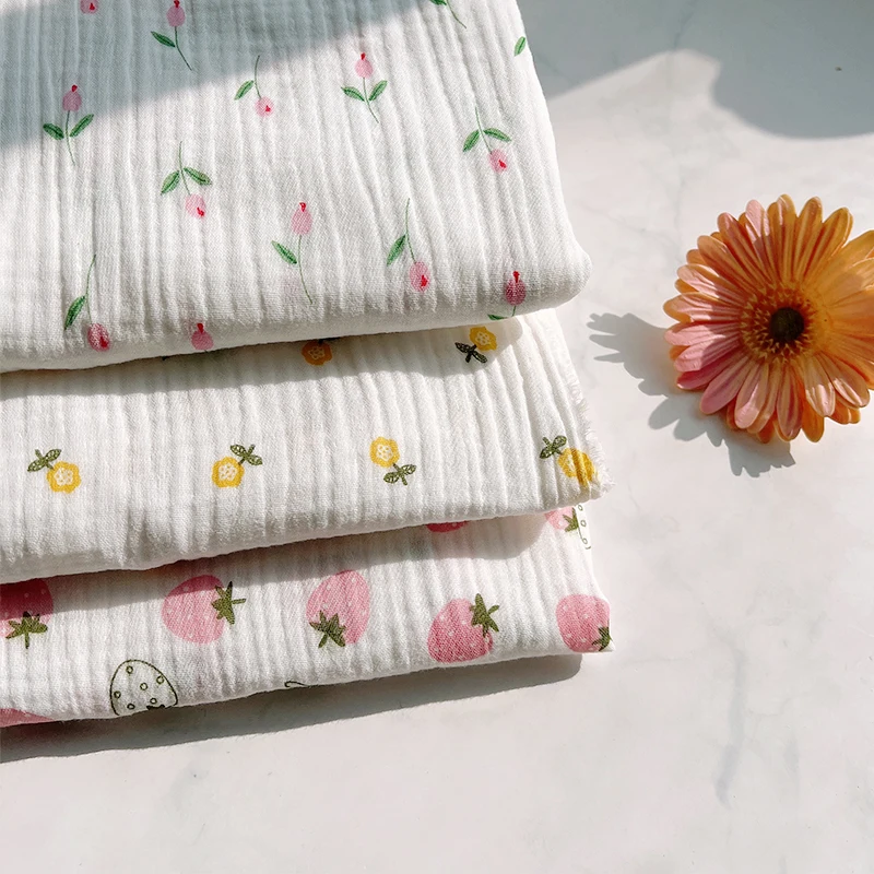 Factory New Design Cotton Double Gauze Plant Print Home Clothing ...