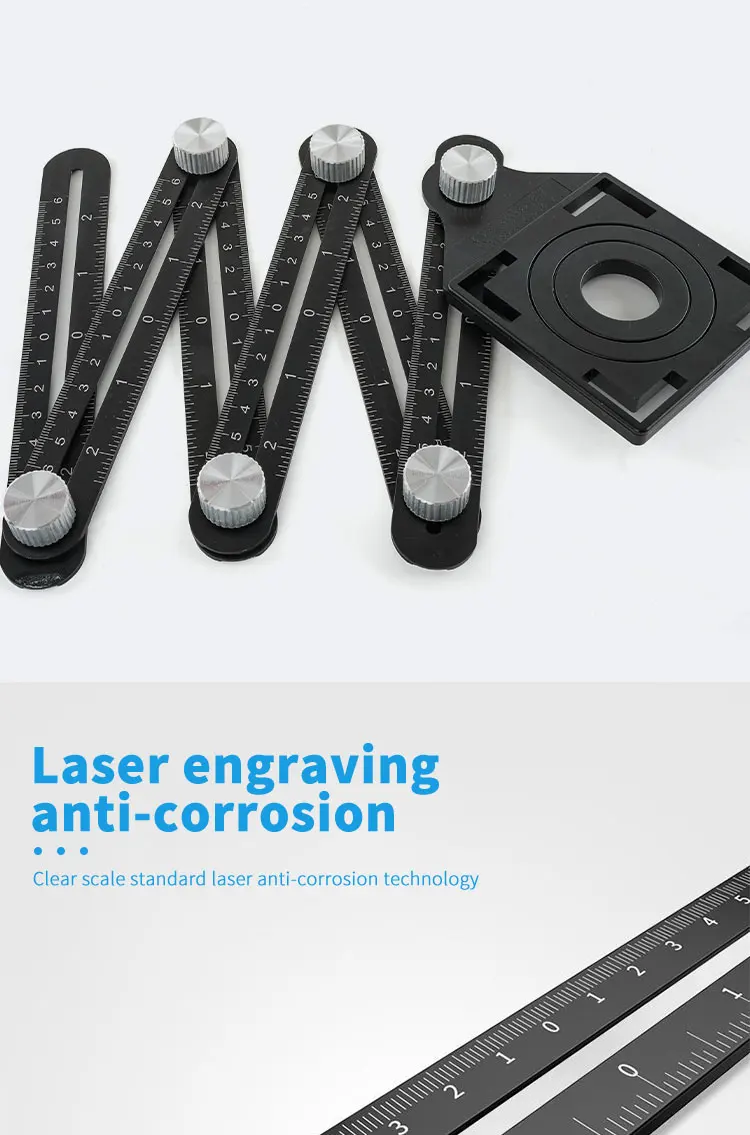 Adjustable Six Fold Ruler - Multiple Opening Tile Locator