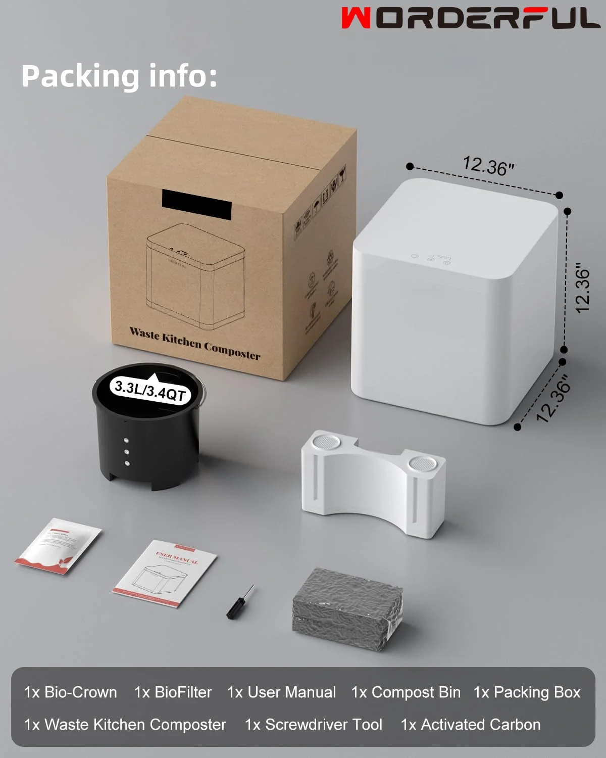 Electric Smart Food Waste Composter Turn Waste to Compost with a Single ...