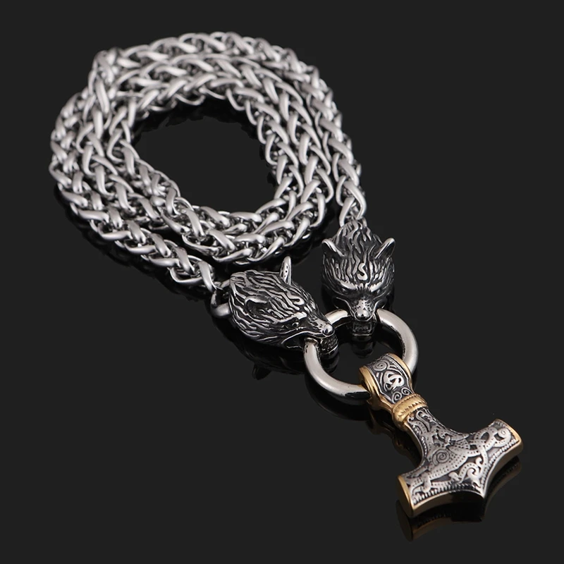 MECYLIFE Stainless Steel Norse Viking Fenrir Wolf Necklace Celtic ...