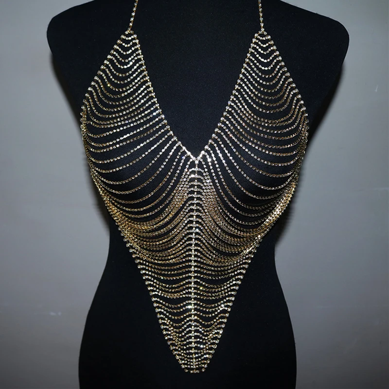 New Design Bra Body Chain Underwear Jewelry Luxury Transparent Shiny ...