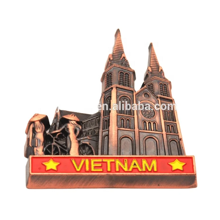 Antique Copper Plating Vietnam Tourist Souvenir Metal Fridge Magnet ...