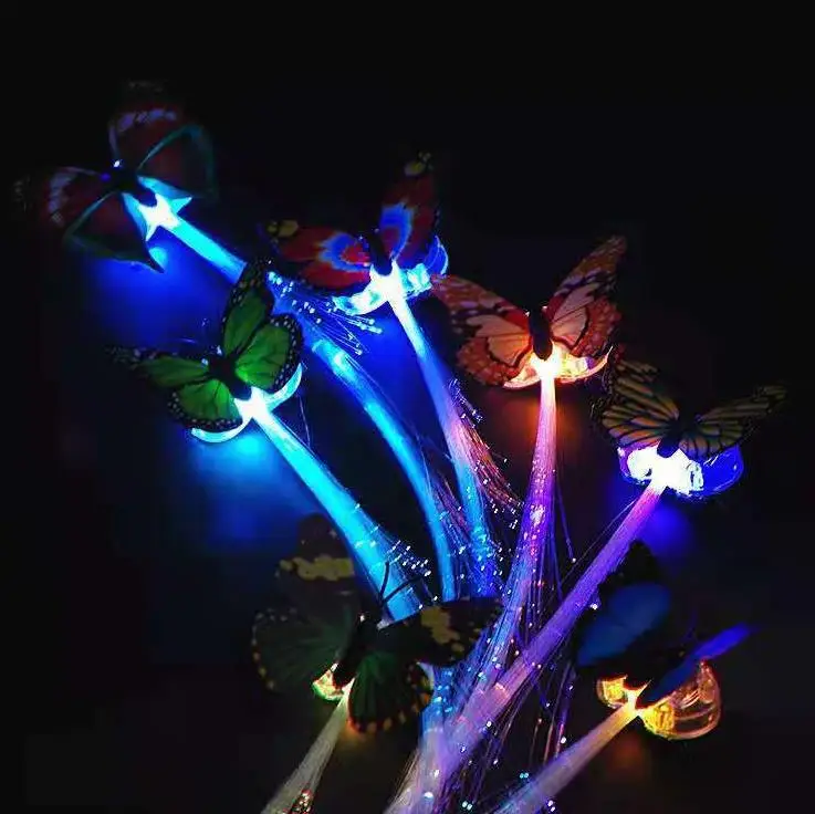Colorful Fiber Optic Butterfly Light LED Hair Braids Clip Hair Glowing ...