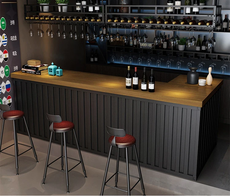 Industrial L Shaped Reception Cashier Table Cafe Restaurant Reception ...